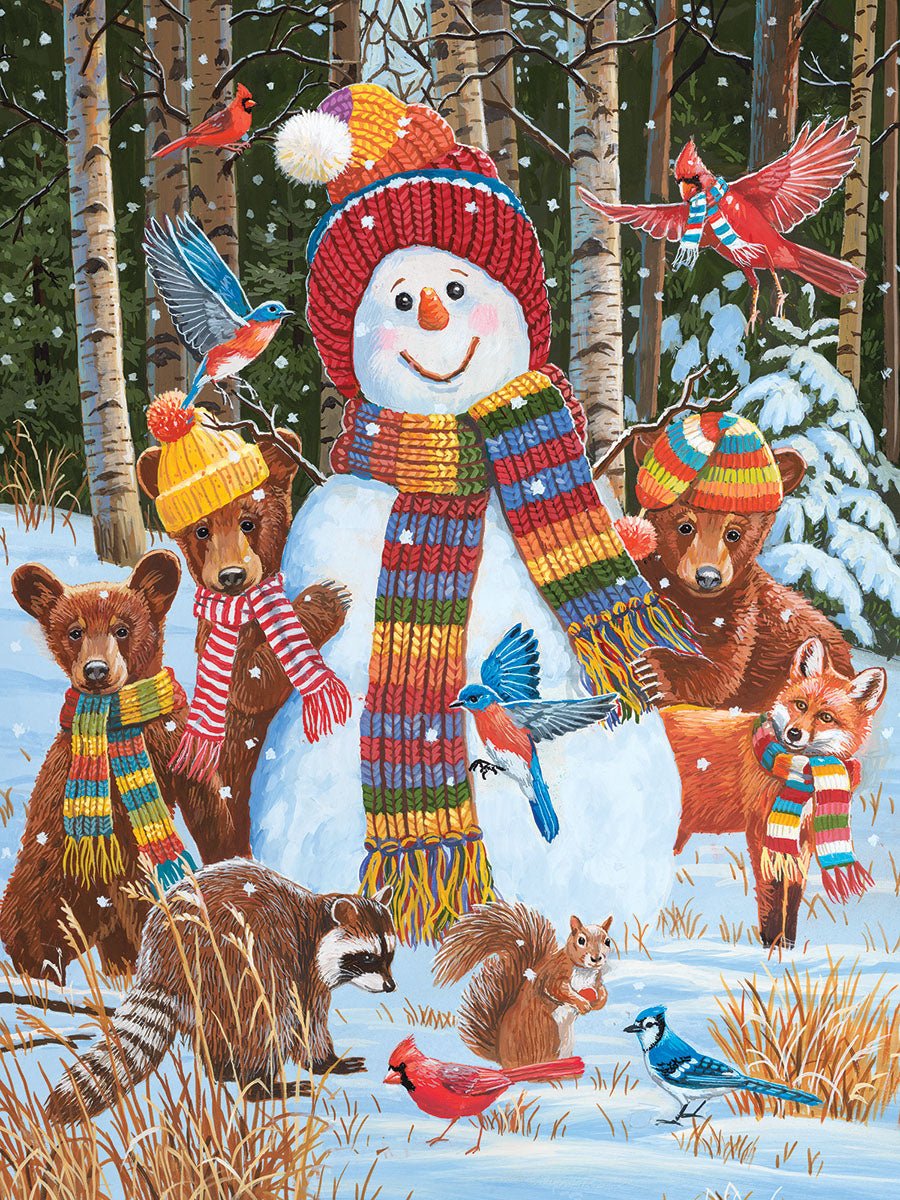 Visiting the Snowman - 500 Piece Jigsaw Puzzle – White Mountain Puzzles