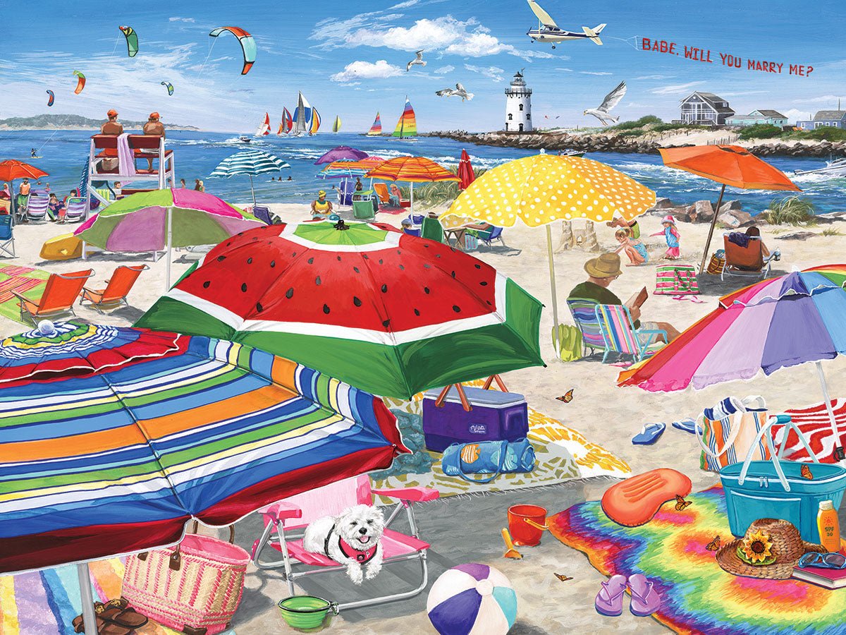 Beach Umbrellas (1806pz) - 500 Piece Jigsaw Puzzle – White Mountain Puzzles