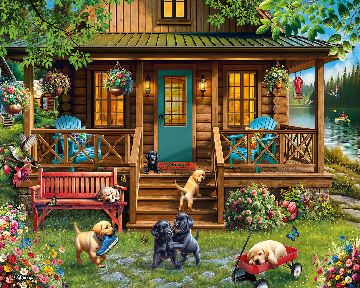 1000 Piece Jigsaw Puzzle - Porch Puppies (2158pz) – White Mountain Puzzles