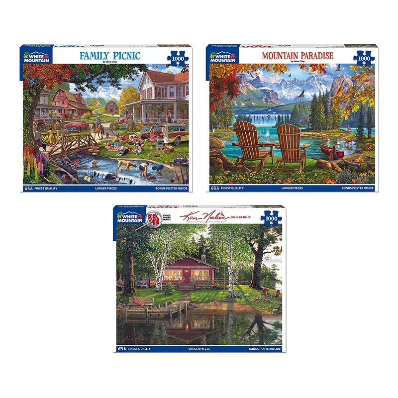 Set of 3: NEW Country Retreats Bundle 1000 piece – White Mountain Puzzles