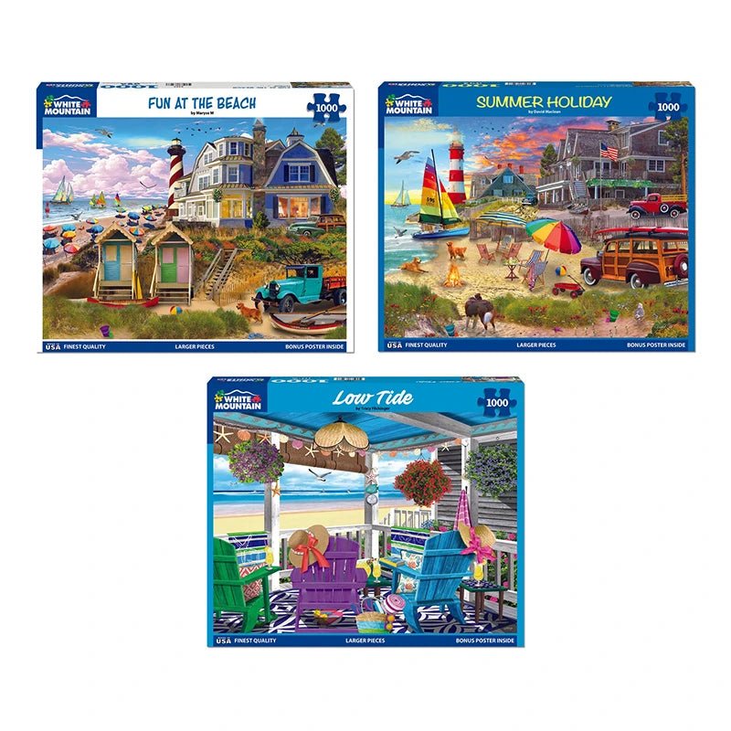 Set of 3: NEW Seaside Retreats Bundle 1000 piece – White Mountain Puzzles