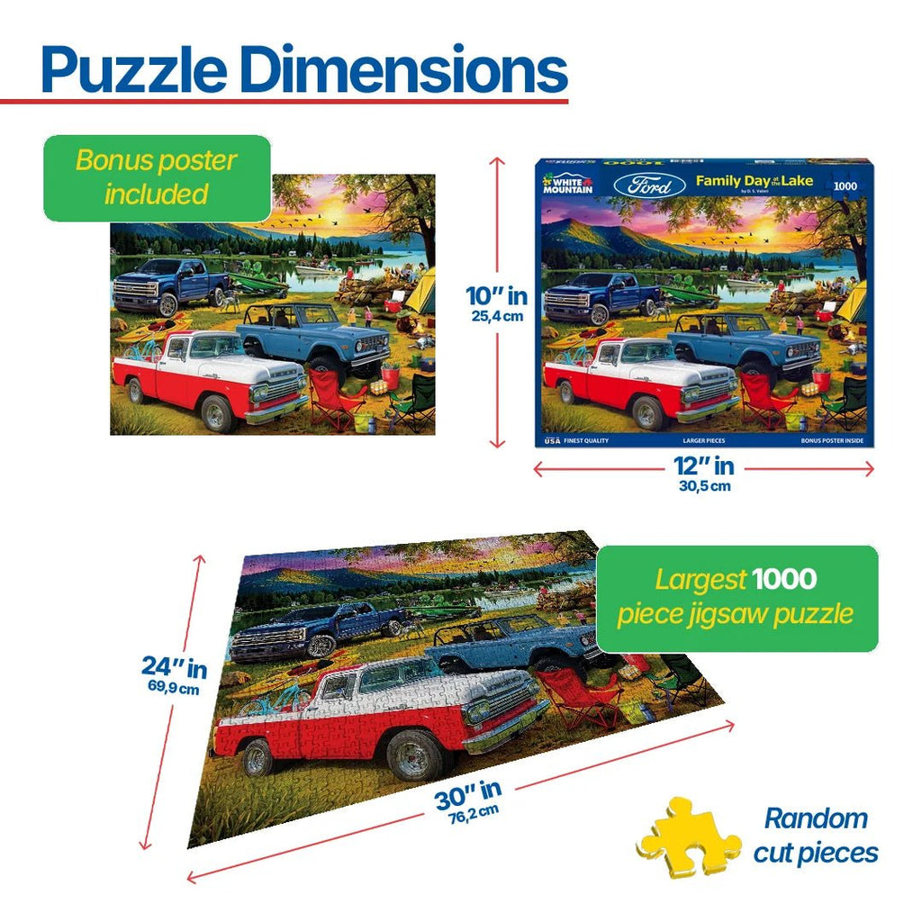 1000 Piece Jigsaw Puzzle - Family Day At The Lake-Ford (2112pz) – White ...