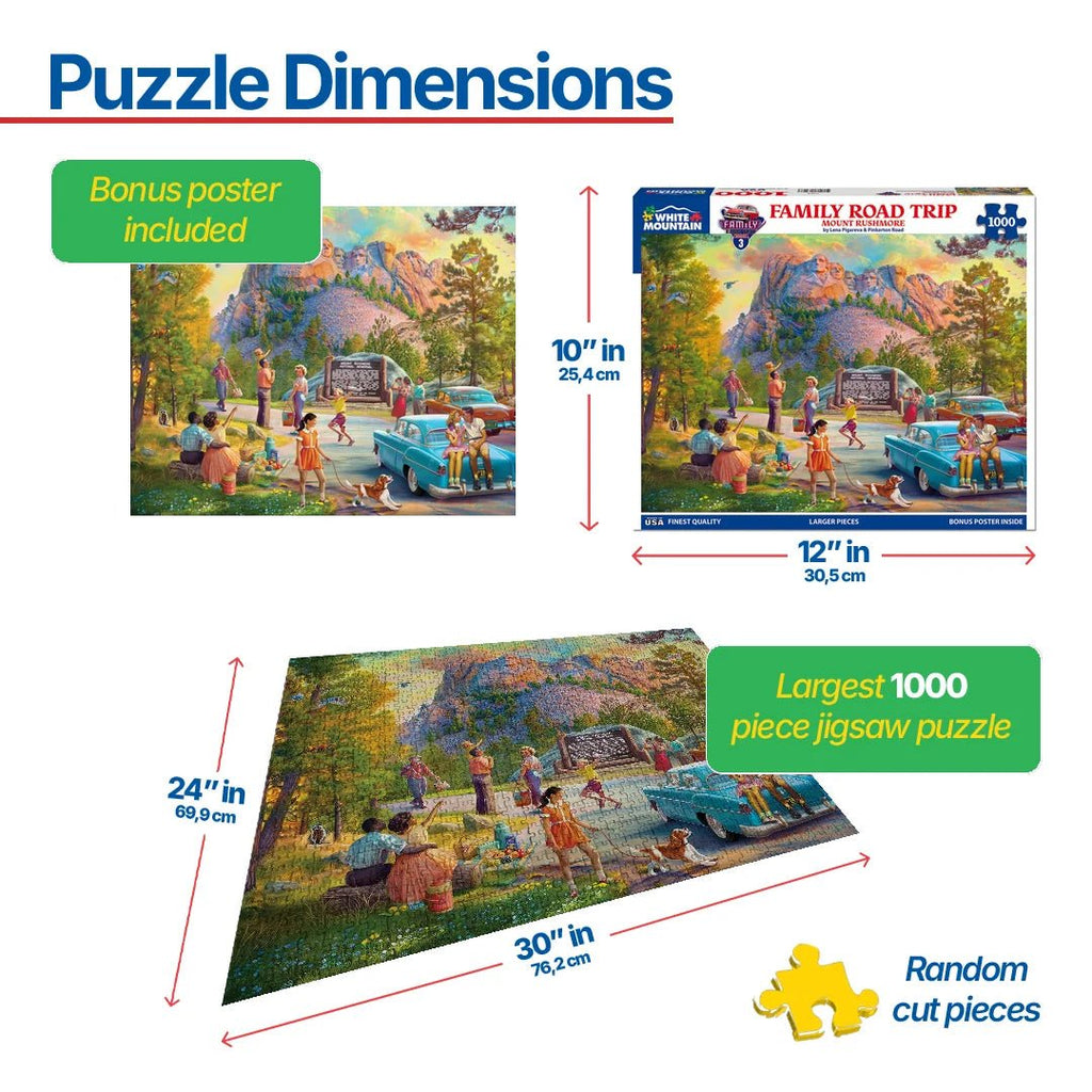 1000 Piece Jigsaw Puzzle - Family Road Trip-Mt Rushmore (2088pz ...
