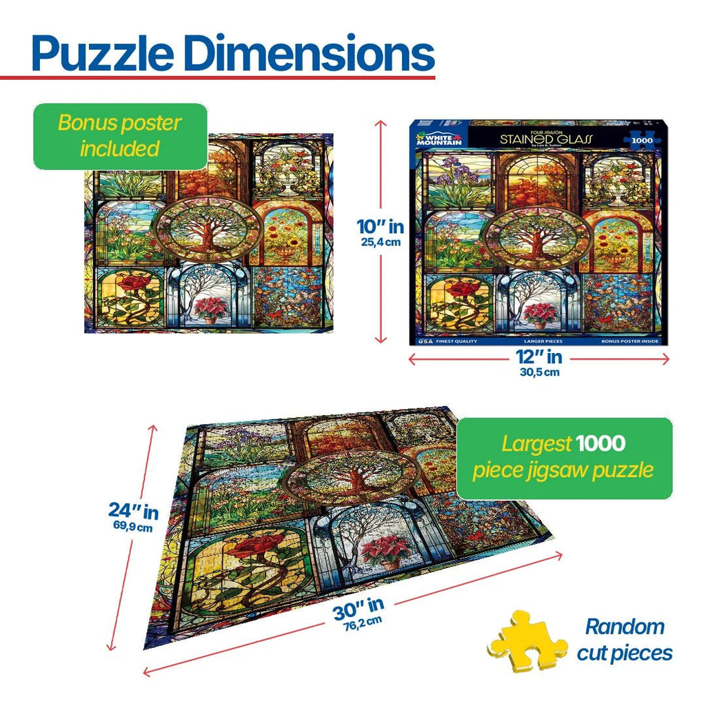 1000 Piece Jigsaw Puzzle - Four Season Stained Glass (2139pz) – White ...