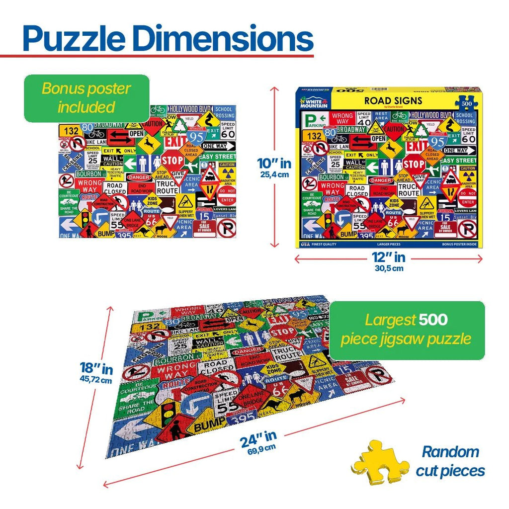 Road Signs - 550 Piece Jigsaw Puzzle – White Mountain Puzzles