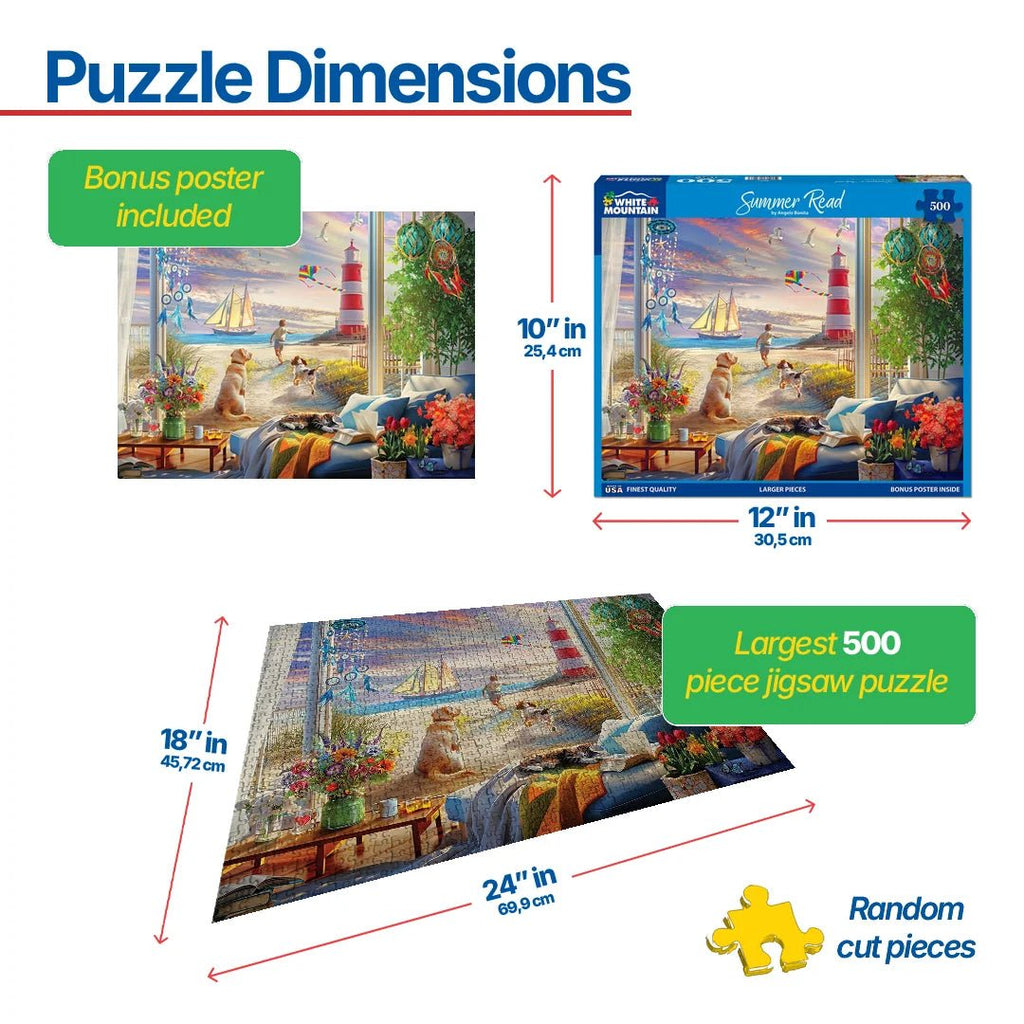 500 Piece Jigsaw Puzzle - Summer Read (2097pz) – White Mountain Puzzles