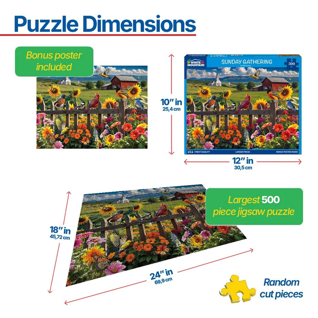 500 Piece Jigsaw Puzzle - Sunday Gathering (2005pz) – White Mountain ...