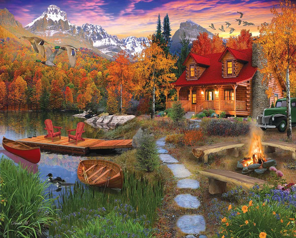 1000 Piece Jigsaw Puzzle - Cozy Cabin – White Mountain Puzzles